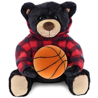 DolliBu Black Bear Stuffed Animal with Basketball Plush - 10 inches ...