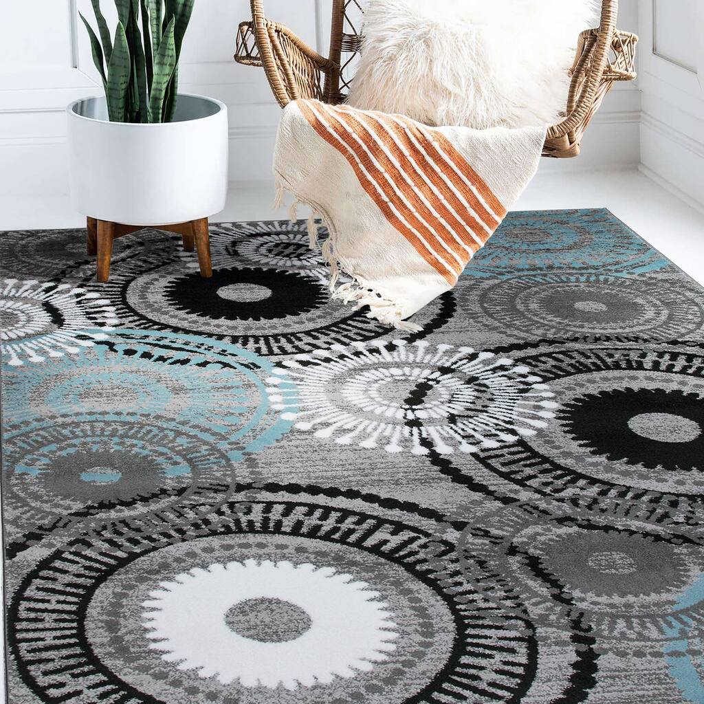 World Rug Gallery Contemporary Circles Area Rug - Overstock - 14275985