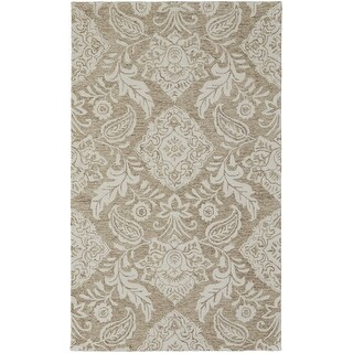 9' X 12' Tan And Ivory Wool Paisley Tufted Handmade Stain Resistant ...