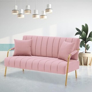 Modern Upholstered Velvet Sofa: 60" Mid Century 2 Seater Sofa ...
