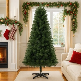 Unlit Artificial Christmas Tree - PVC Full Branches, Classic Green ...