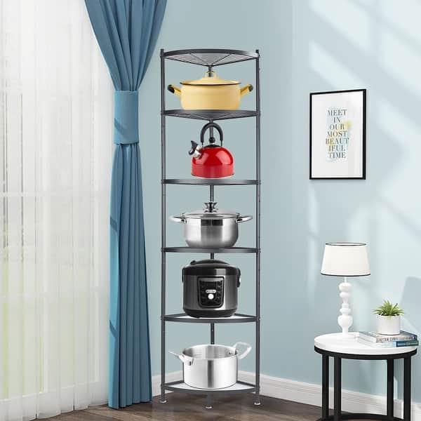 6-Tier Cookware Stand Multi-Layer Pot Rack Corner Shelf Rack for Pans ...