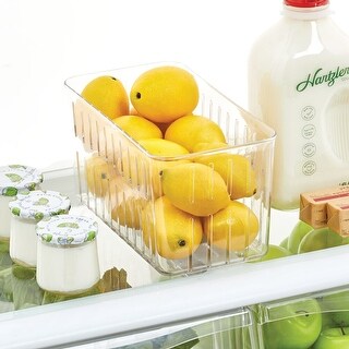 mDesign Vented Fridge Storage Bin for Fruit, Vegetables, 2 Pack - Clear ...