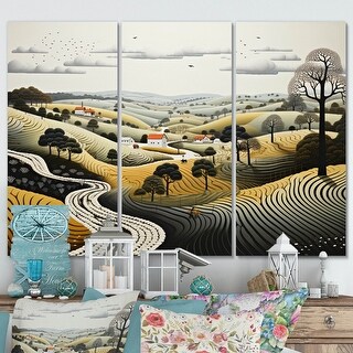 Designart "Farm Monochrome Harvest" Modern Wall Art Living Room Set ...