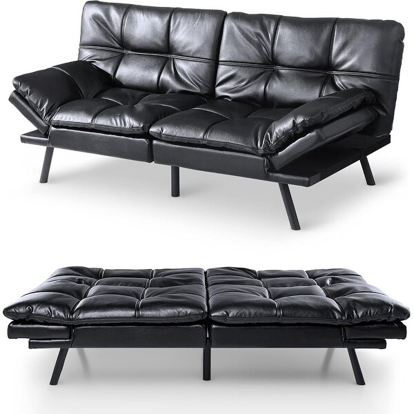 Modern Faux Leather Futon with Memory Foam and Adjustable Armrests. Bed Bath Beyond 37954011