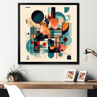 Designart "Orange And Blue Contemplative Space Ii" Minimalism Framed ...