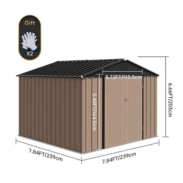 Outdoor Storage Shed House, Heavy Duty Steel Metal Sheds with Doors for ...