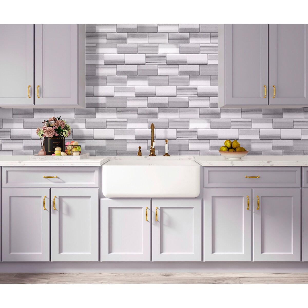 Apollo Tile 40 Pack 3-in x 6-in Abalone Gray Rectangular Subway Glossy ...