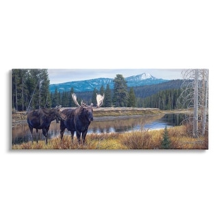 Stupell Moose in River Mountain Scene Canvas Wall Art by David Graham ...