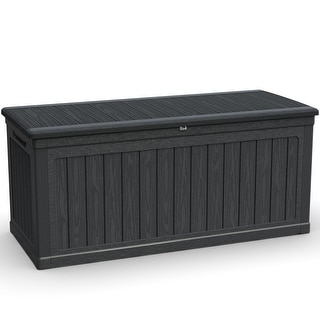 260 Gallon Metal Outdoor Deck Box Waterproof Storage Boxes with Easy ...