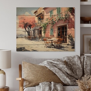Designart "La Dolce Italian Coast V" Italian Print on Natural Pine Wood ...