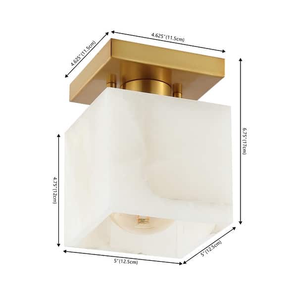 JONATHAN Y Chiara 5" 1-Light Modern Contemporary Alabaster/Iron Cube ...