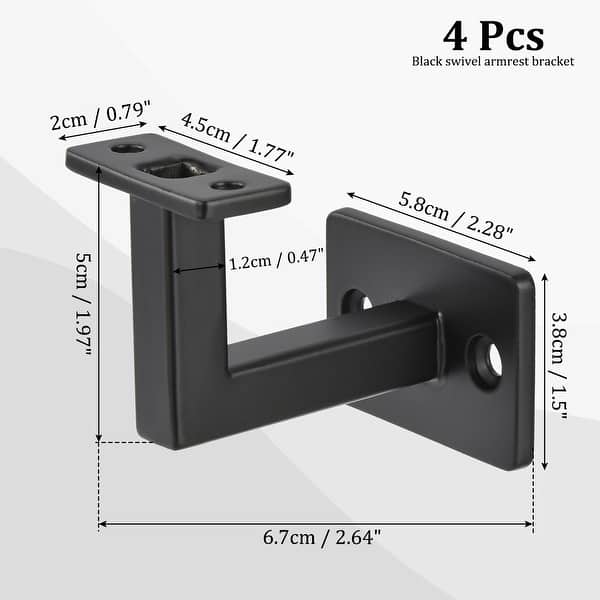 Black Fixed Swivel Hand Rail Brackets Adjustable Square Hand Rail ...