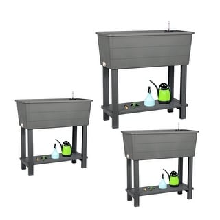 Aoodor Elevated Raised Planter Box with Legs,Storage Space,Plastic ...