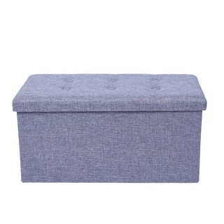 Hessian Rectangle Shape Surface with Leather Button Footstool Gray ...
