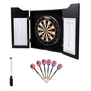 GSE™ Solid Wood Dart Board Cabinet Set with Sisal/Bristle Dartboard and ...