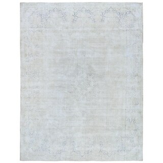 Shahbanu Rugs Ivory Hand Knotted Sheared Low Vintage Persian Kerman ...