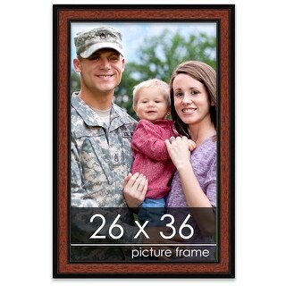 26x36 Traditional Walnut Complete Wood Picture Frame with UV Acrylic ...