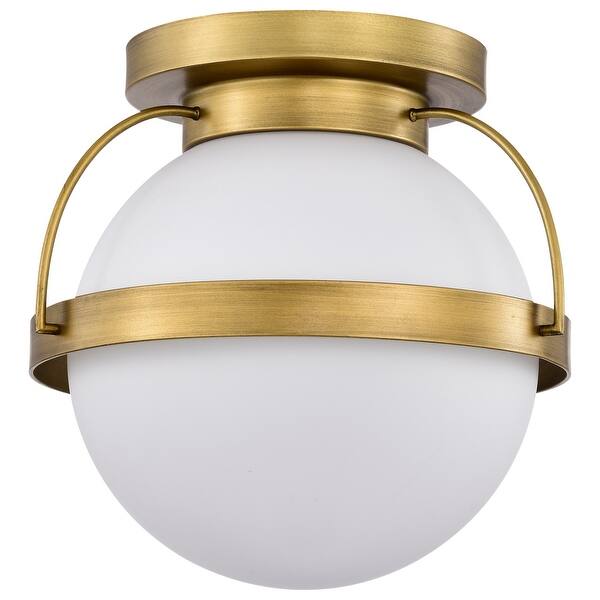 Lakeshore 1 Light Small Flush - Natural Brass Finish - White Opal Glass ...