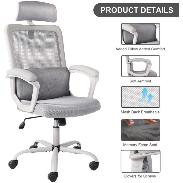 SMUGDESK High Back Ergonomic Mesh Desk Office Chair with Padding Armrest and Adjustable Headrest Black N A Bed Bath Beyond 33849384