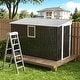 4X9 FT Metal Garden Shed with 1 Window Hinge Door Outdoor Storage - Bed ...