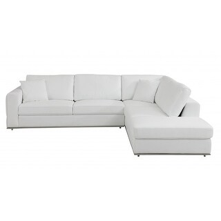 HomeRoots White Italian Leather Reclining L Shaped Two Piece Corner ...