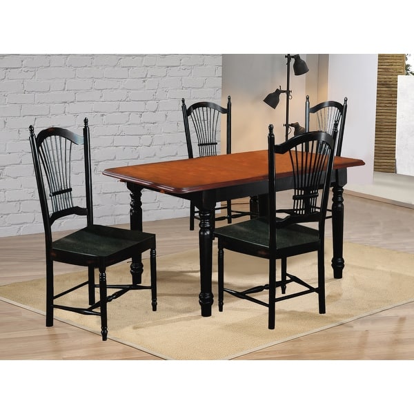 Black Cherry Selections 5-Piece Solid Wood Dining Table Set with ...