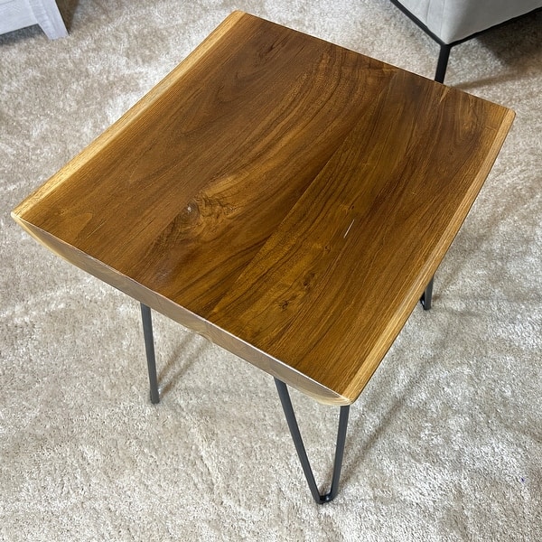 Greenage Teak End Table Solid Live Edge Side Table - On Sale - Bed Bath ...