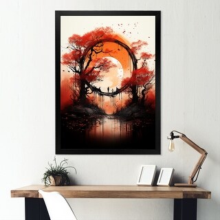 Designart "Red Gothic Japan Forest View II" Japan Wall Decor Red ...