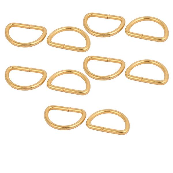 16mm Inner Width Iron Half Round Non Welded D Ring Gold Tone 10pcs ...