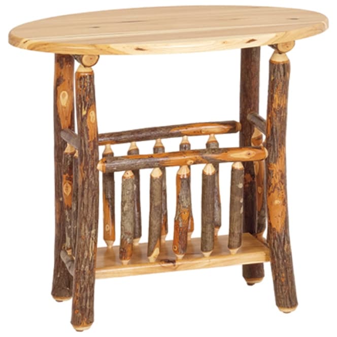 Hickory Log Pedestal Round End Table - On Sale - Bed Bath & Beyond - 33585113
