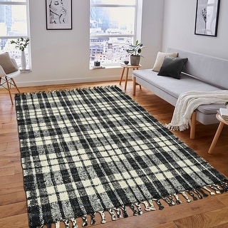 Carbon Loft Whishaw Charcoal Jute Handspun Plaid Area Rug - Bed Bath ...