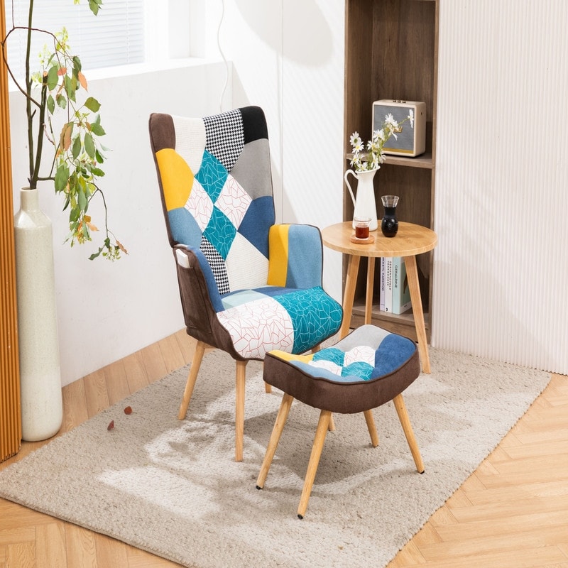 Patchwork chair and ottoman store