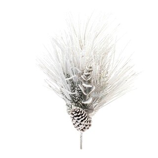 Flocked Mixed Long Needle Pine Spray with Pinecone (Set of 2) - Bed ...