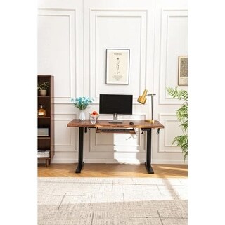 Standing Desk - Black Frame, South American Walnut, Desk, Live Edge ...