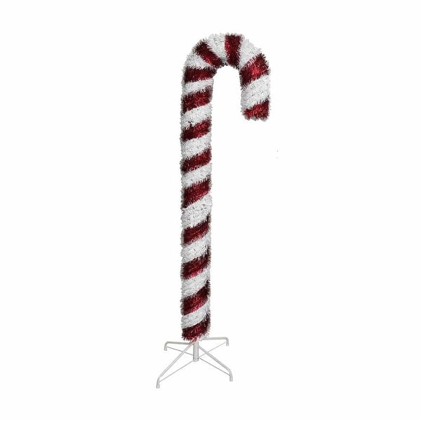 Kurt Adler 6-Foot Unlit Red and White Tinsel Candy Cane - Bed Bath ...