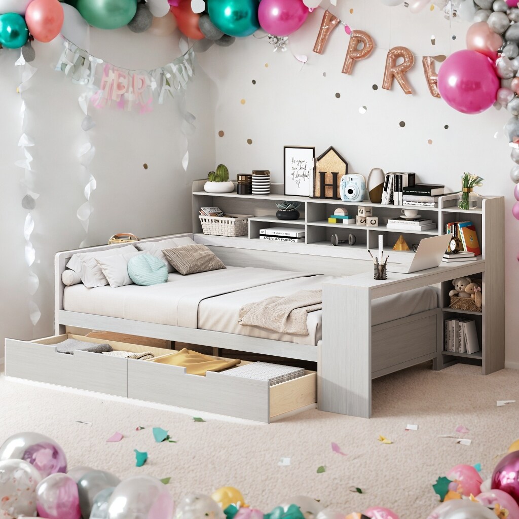 Day beds with shelves store