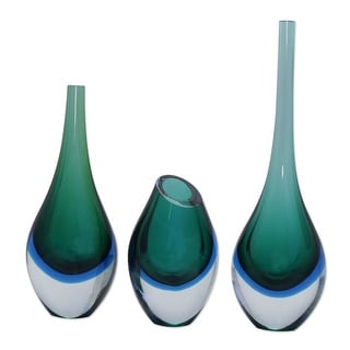 Novica Handmade Waves Tear Handblown Recycled Glass Vase - Bed Bath ...