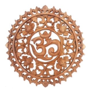 Novica Handmade Floral Om Corona Wood Relief Panel - Bed Bath & Beyond ...