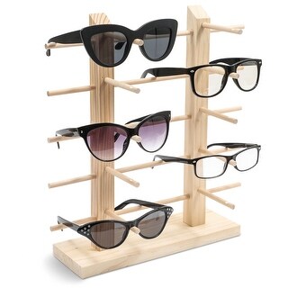 Juvale 10 Pair Sunglasses Display Stand, Wooden Eyewear Holder ...