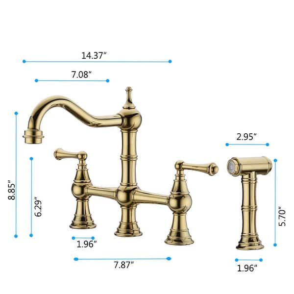 Stainless Steel Bridge Dual Handles Kitchen Faucet With Pull-Out Side ...