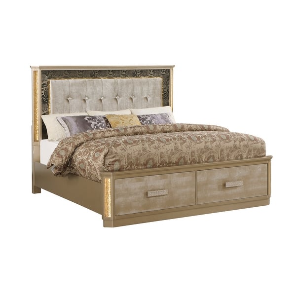 Medusa Modern Style Queen/King Copper & Gold FInish Storage Bed Made ...