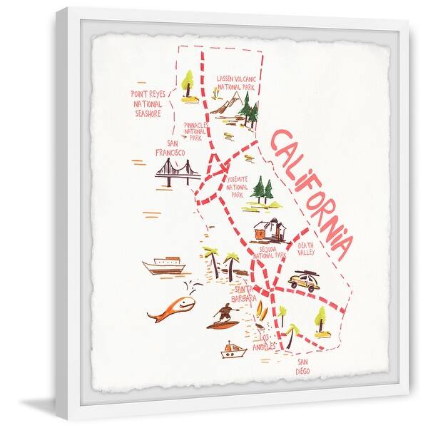'California Illustrated Map' Framed Painting Print - Bed Bath & Beyond ...