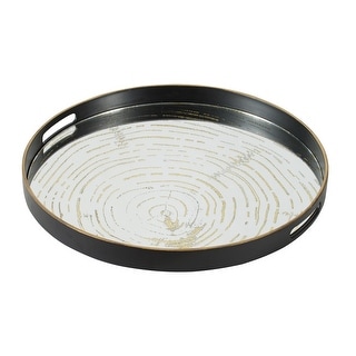 18 Inch Decorative Tray, Round Black Wood Frame, Mirrored Bottom - Bed ...