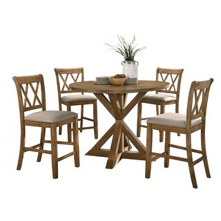 Modern 5-Piece Cross-Buck Wood Counter Height Dining Set with 47.2 in ...
