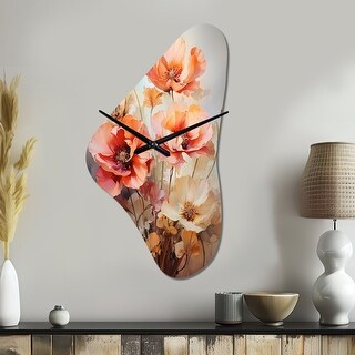 Designart - Coral Poppies Romantic Impression III - Poppies Wall Clock ...