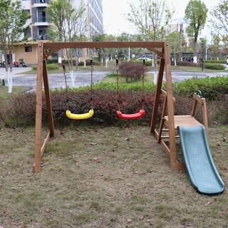 2 In 1 Outdoor Swing Set With Slide - Bed Bath & Beyond - 37385239