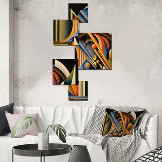 Designart "Circular Retro Dynamics I" Modern Geometric Metal Wall Decor ...