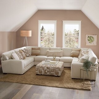 Isli Transitional Ivory and Tan Chenille Padded U-Shaped 2-Piece ...