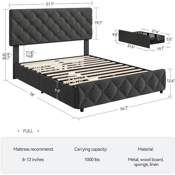 Bed Frame with 4 Storage Drawers and Headboard - Bed Bath & Beyond ...